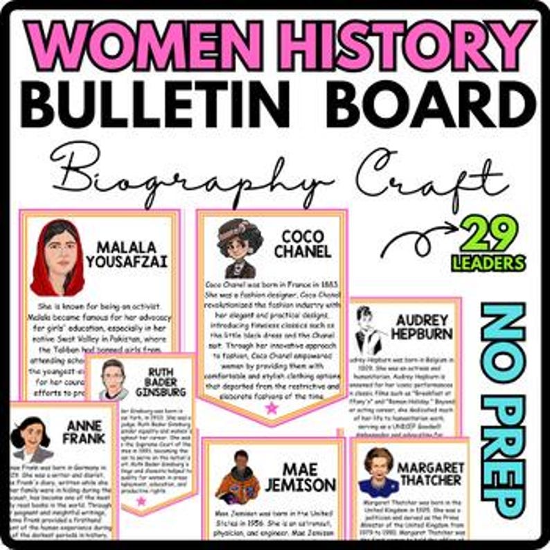 Women's History Month - Biography Bulletin Board - 29 Leaders - No Prep ...