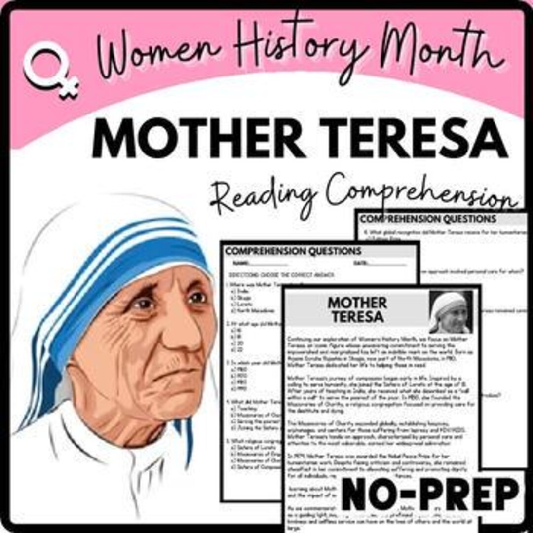 Women's History Month - MOTHER TERESA - Reading Comprehension ...