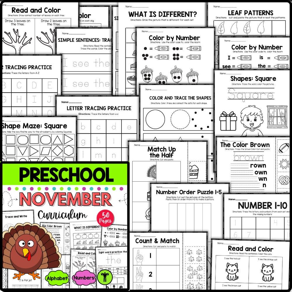 November Preschool Curriculum & Kindergarten Lesson Plans | Toddler ...
