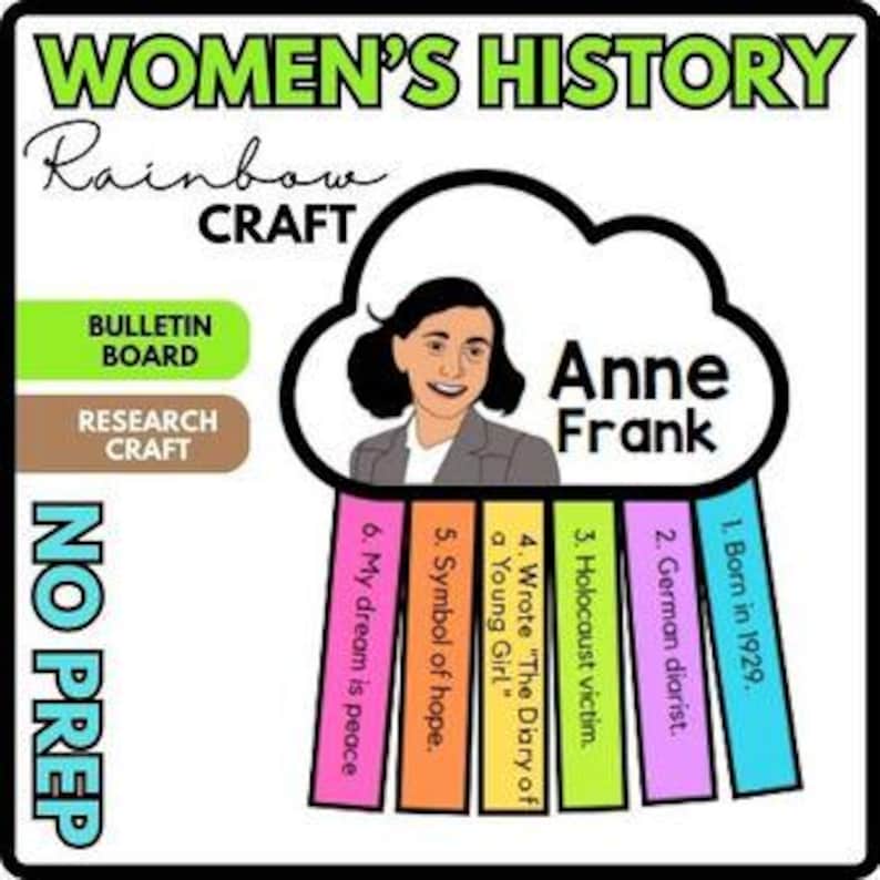 Anne Frank Women's History Month - Bulletin Board Craft - March - Etsy