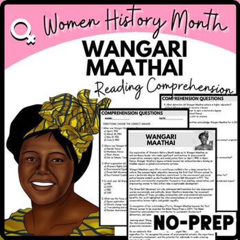 Women's History Month - WANGARI MAATHAI - Reading Comprehension ...