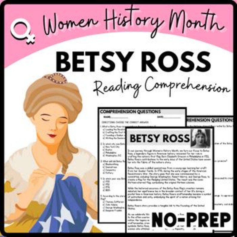 Women's History Month - BETSY ROSS - Reading Comprehension - Biography ...
