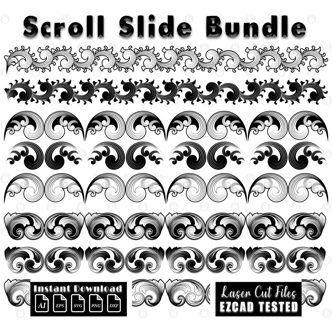 Laser Engraving Scroll Design Bundle, Vector Files (digital Download ...