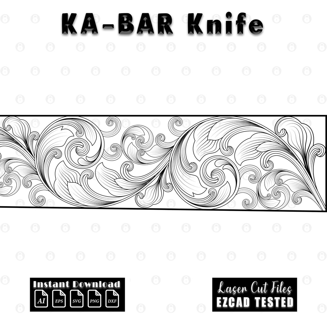 KA-BAR Knife Scrollwork Laser Engraving Files: Custom SVG Design - Etsy