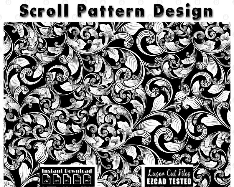 Scrollwork Pattern Laser Engraving File, Vector Design (digital ...