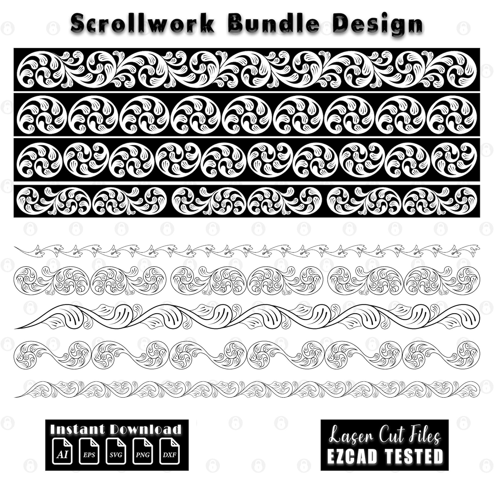 Custom Scroll Slide Bundle Scrollwork Laser Engraving File, Scroll ...