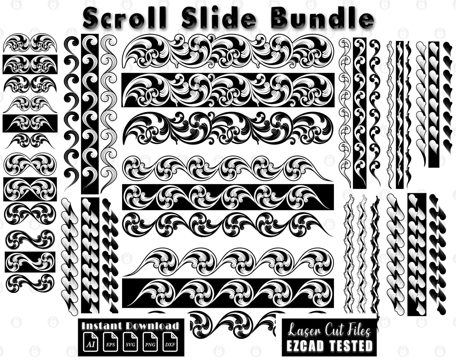 Scroll Laser Engraving Design, Vector Art, Laser Cut Files (digital ...