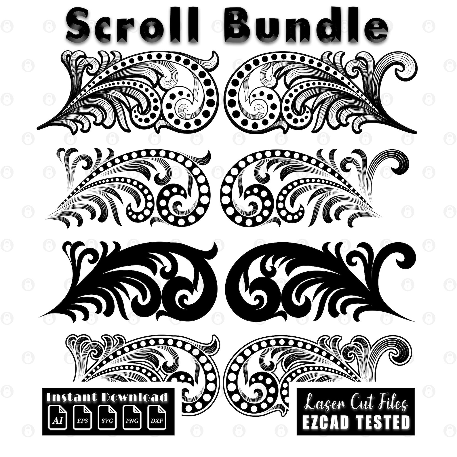 Scrollwork Laser Engraving Design Bundle, EZCAD Tested (digital ...