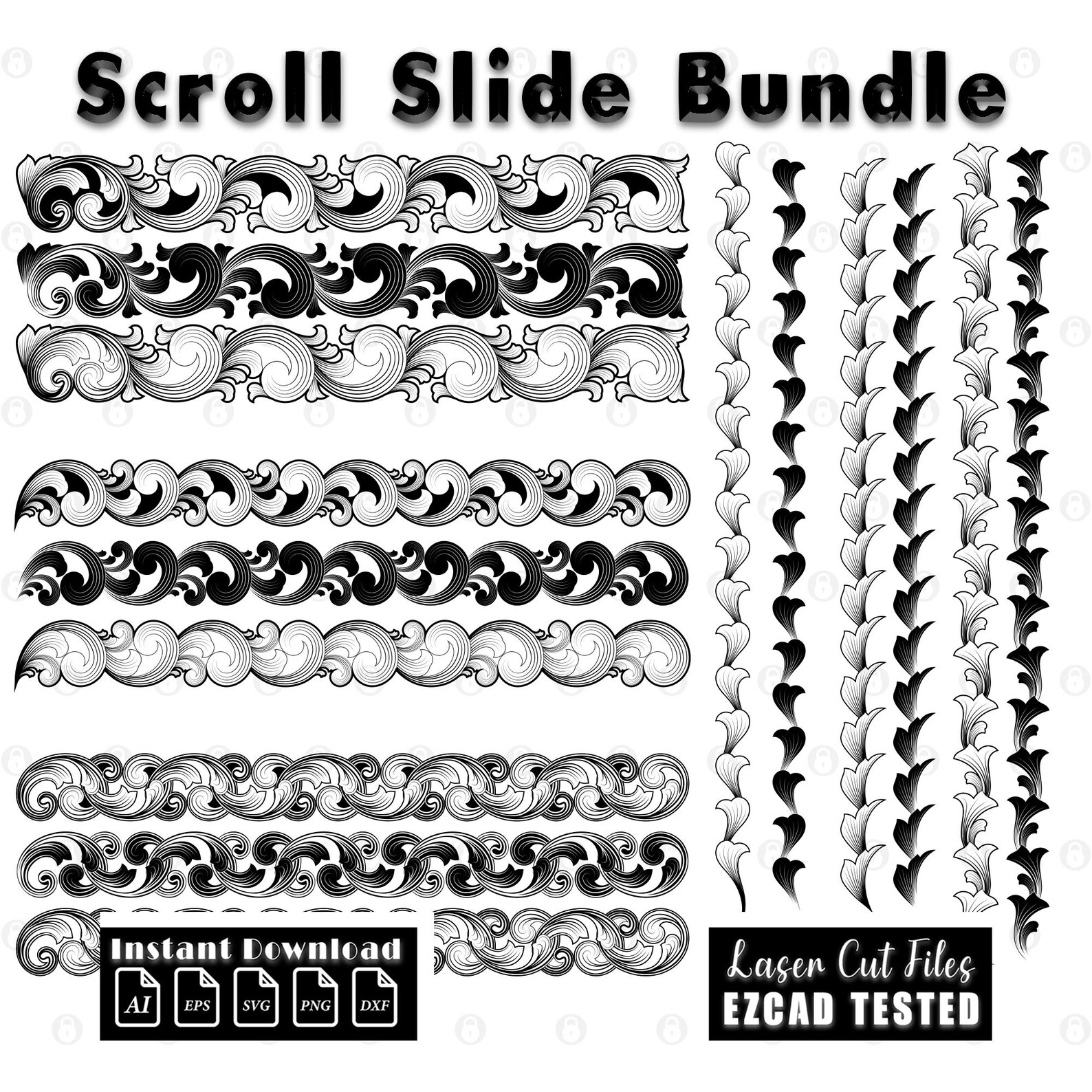 Laser Engraving Scroll Design Bundle, Vector Files (digital Download ...