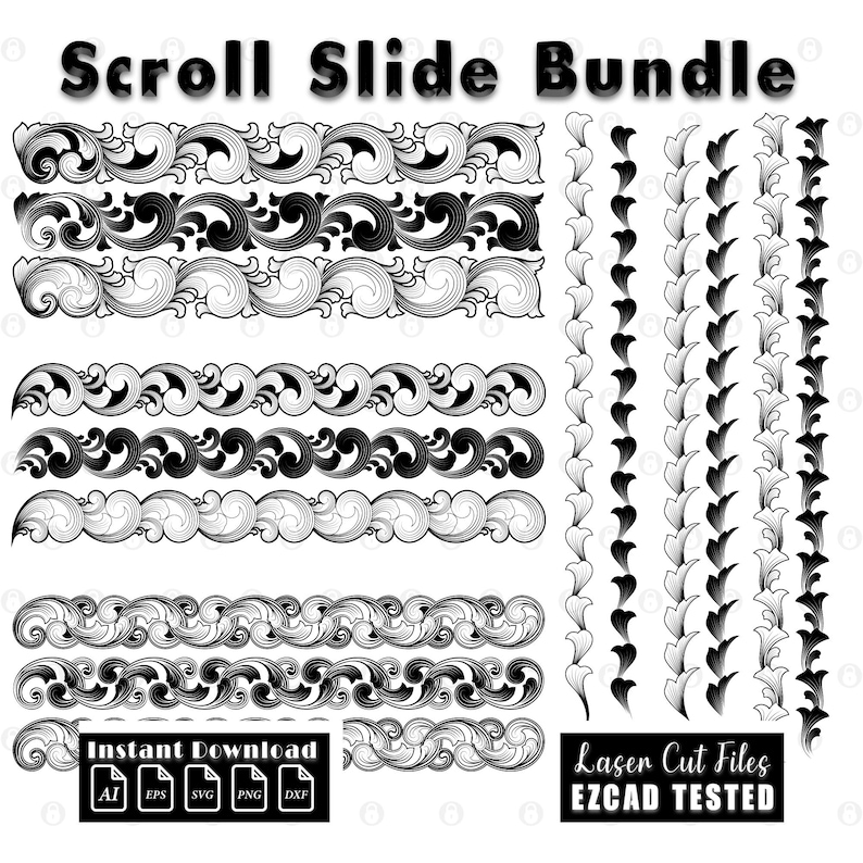 Laser Engraving Scroll Design Bundle, Vector Files (digital Download ...