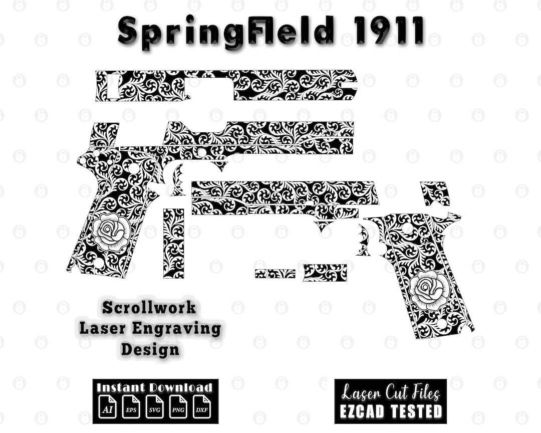 Springfield 1911 Scrollwork Laser Engraving Files | Custom Scroll ...