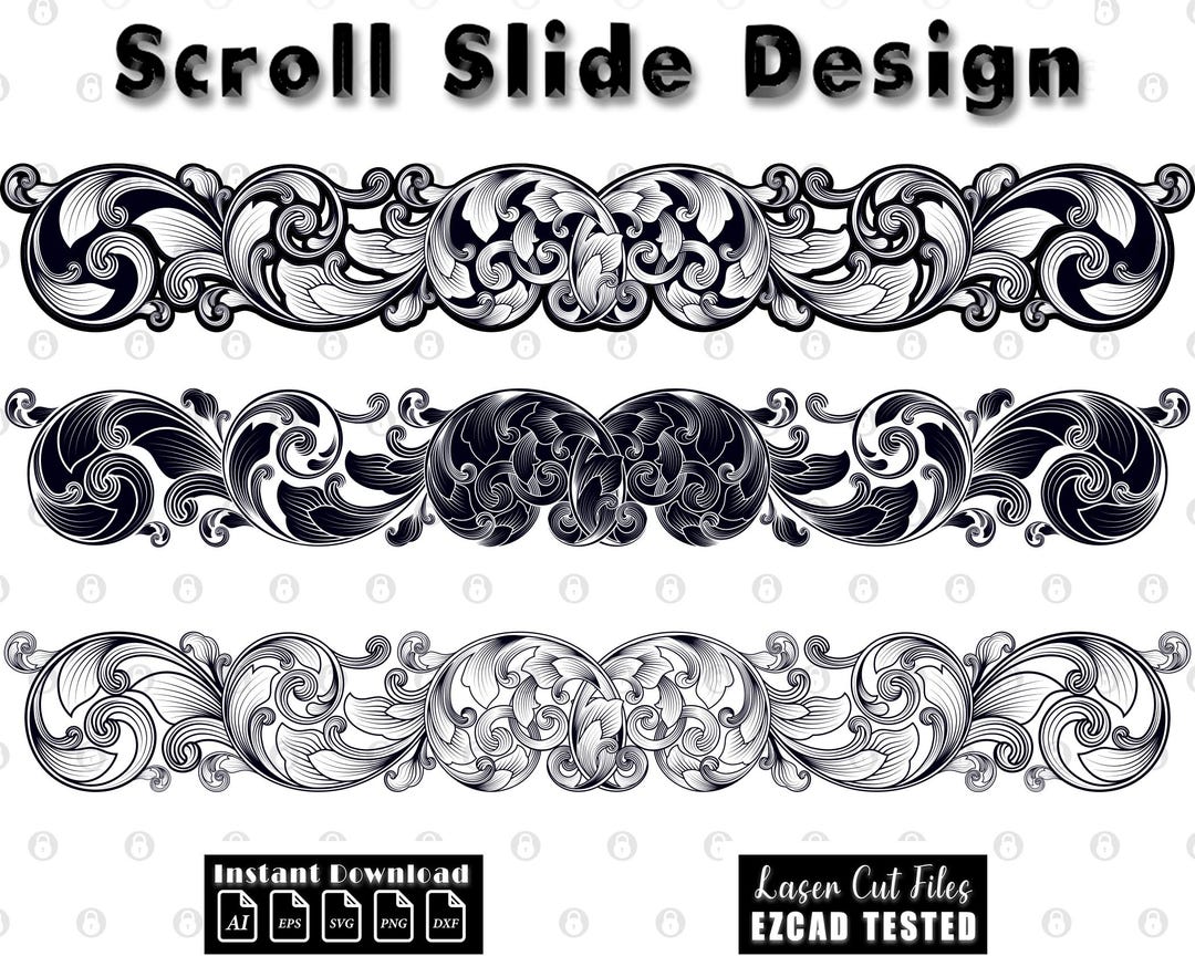Custom Scroll Slide Laser Engraving Design, Scroll Design File, Scroll Bundle, Scroll Laser Cut ...