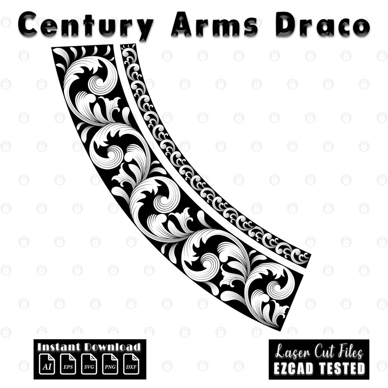 Century Arms Draco Scrollwork Laser Engraving Design File | Laser Cut ...
