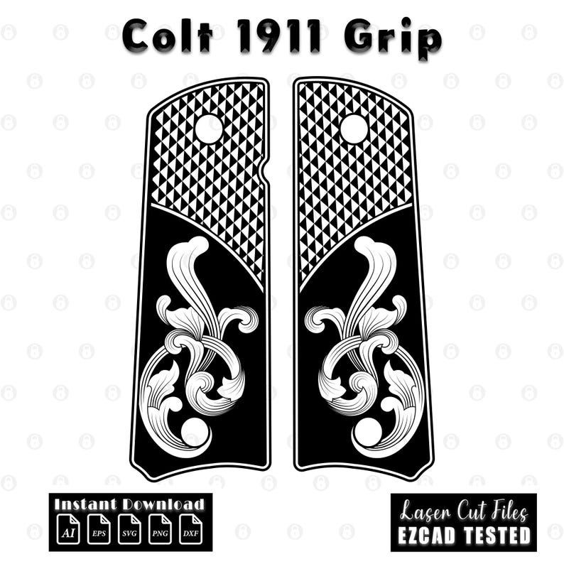Colt 1911 Grip Scrollwork Laser Engraving Design (digital Download ...