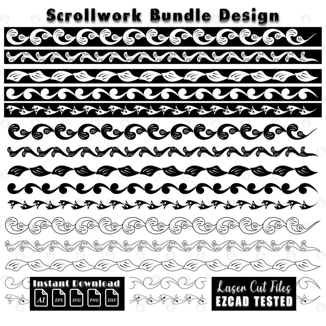 Custom Scroll Slide Bundle Scrollwork Laser Engraving File, Scroll ...