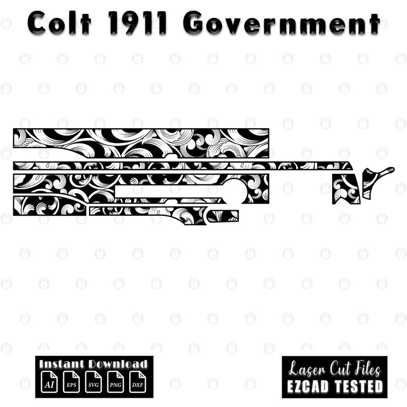 Colt 1911 Government Scrollwork Pattern Laser Engraving Design | Scroll ...