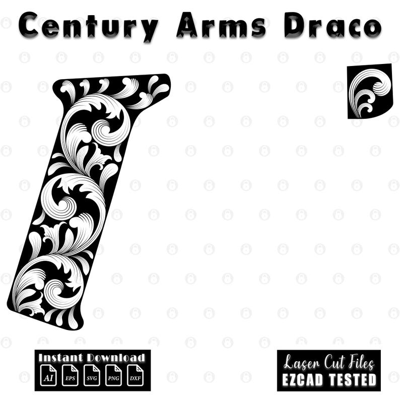 Century Arms Draco Scrollwork Laser Engraving Design File | Laser Cut ...