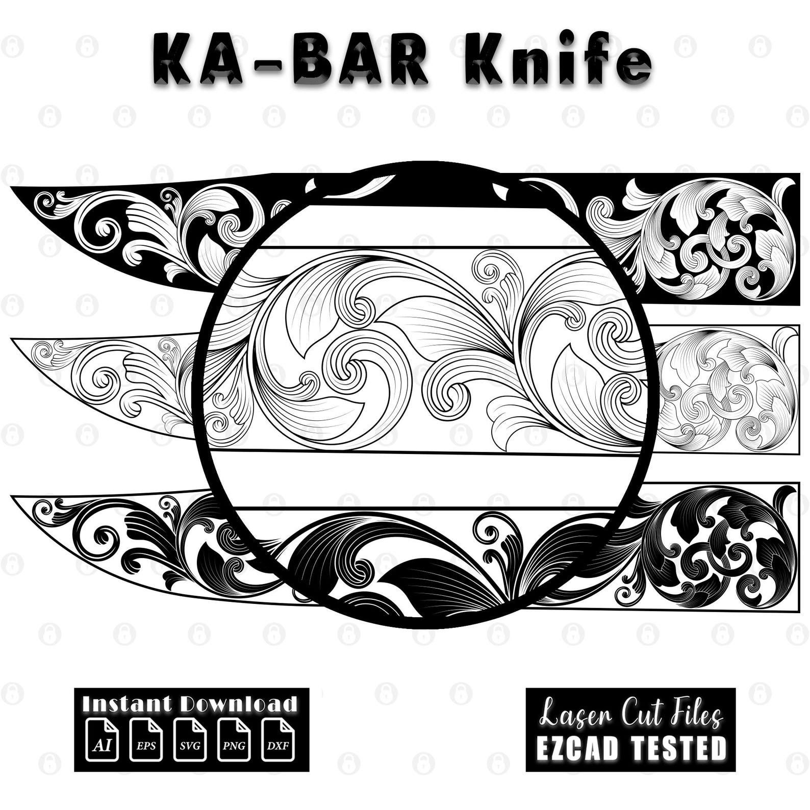 KA-BAR Knife Scrollwork Laser Engraving Files (digital Download) - Etsy