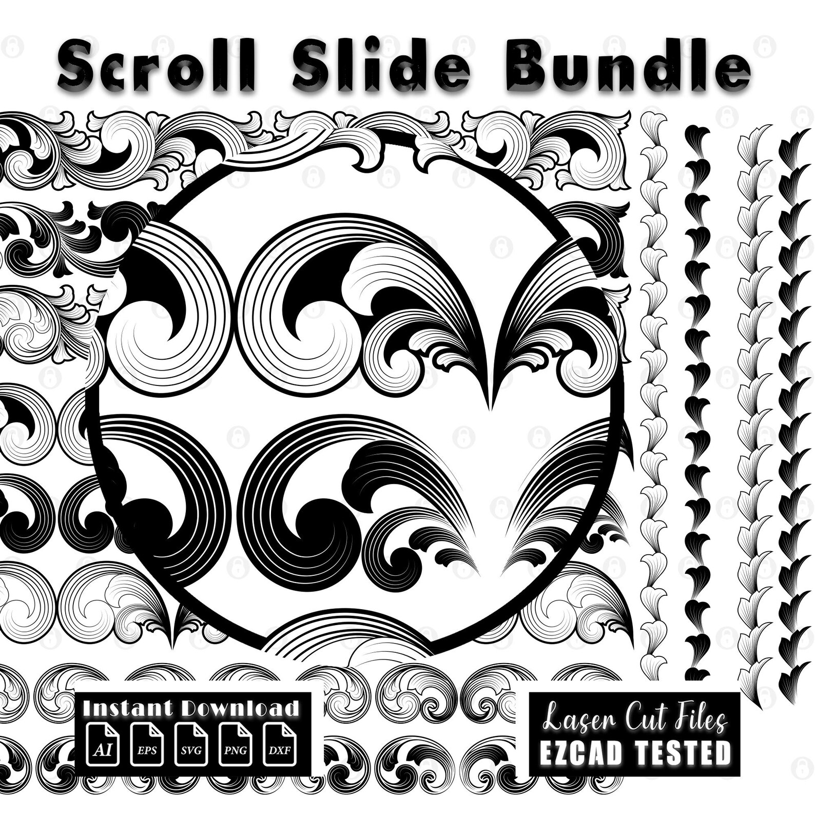 Laser Engraving Scroll Design Bundle, Vector Files (digital Download ...