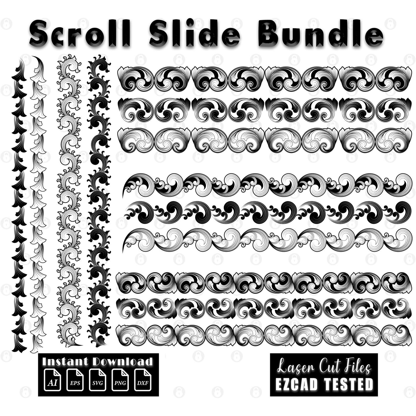 Laser Engraving Scroll Design Bundle, Vector Files (digital Download ...