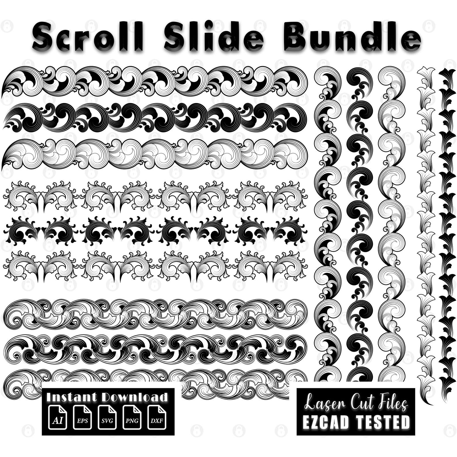 Laser Engraving Scroll Design Bundle, Vector Files (digital Download ...