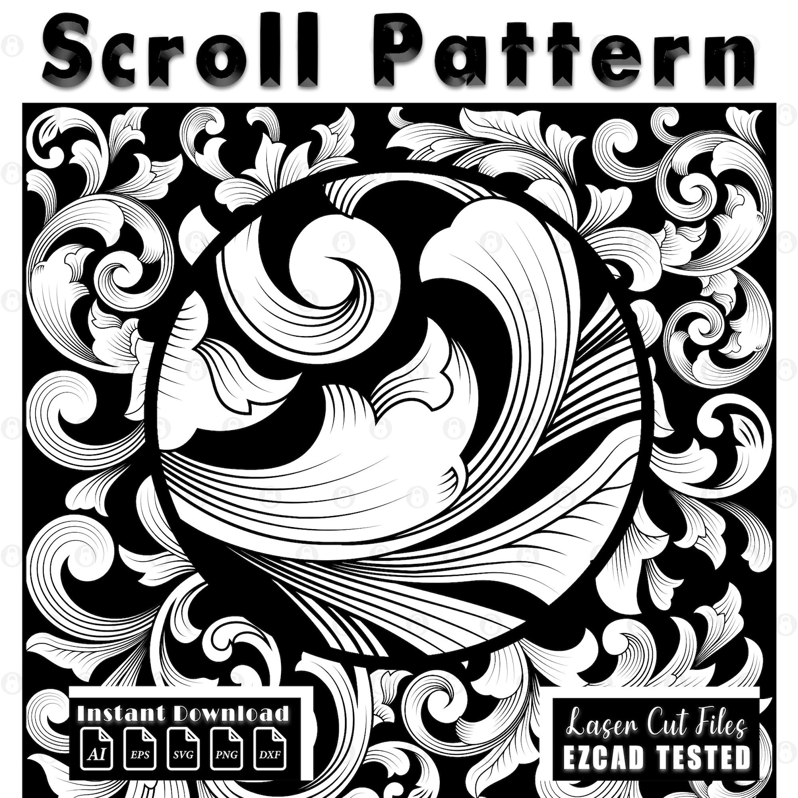 Scrollwork Engraving Pattern SVG | Laser Cut Design File | Svg Dxf Ai ...