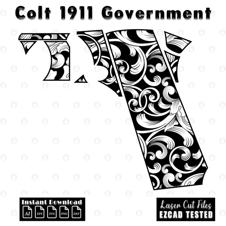 Colt 1911 Government Scrollwork Pattern Laser Engraving Design | Scroll ...