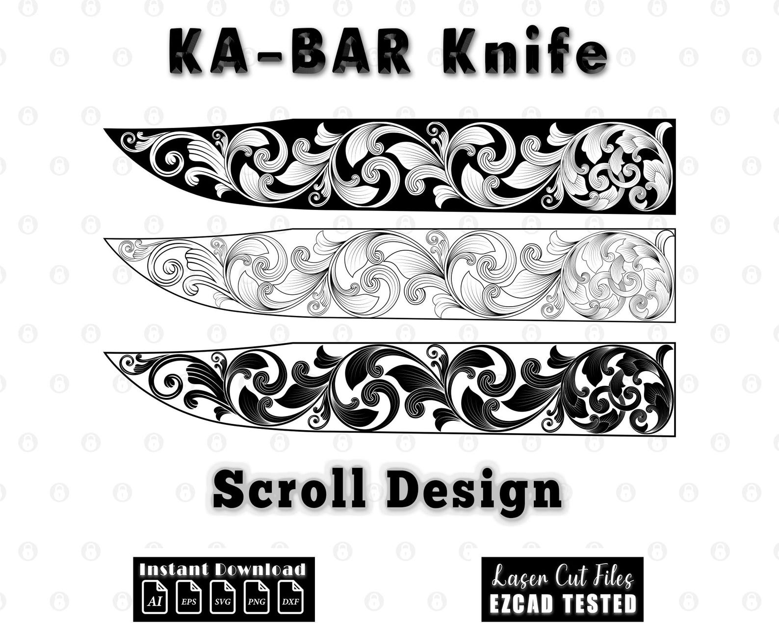 KA-BAR Knife Scrollwork Laser Engraving Files (digital Download) - Etsy