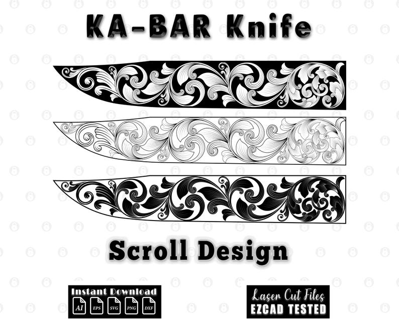 KA-BAR Knife Scrollwork Laser Engraving Files (digital Download) - Etsy