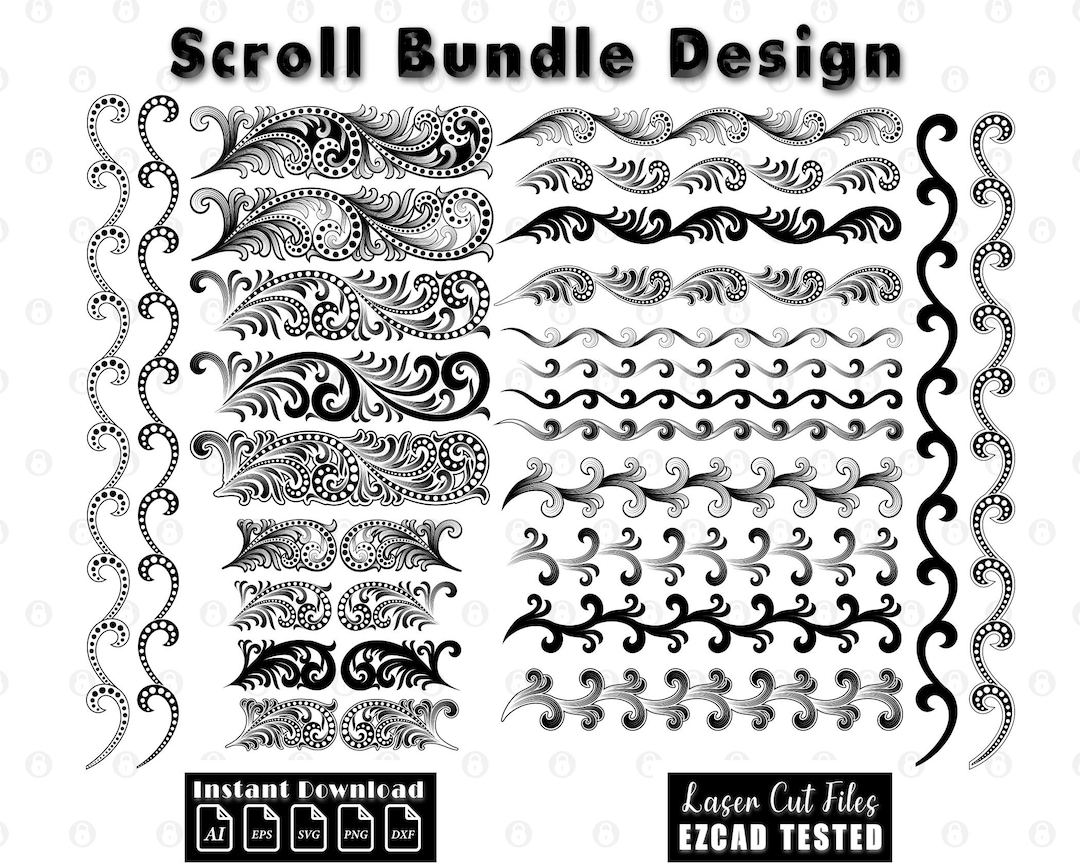 Custom Scrollwork Slide Laser Engraving Design, Scroll Design Package, Laser Engraving File ...