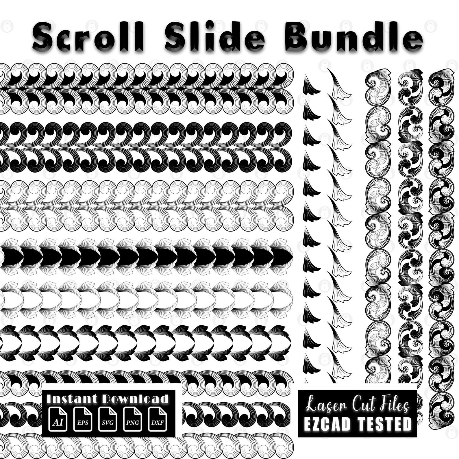 Scroll Bundle, Custom Scroll Slide Laser Engraving Design, Scroll ...
