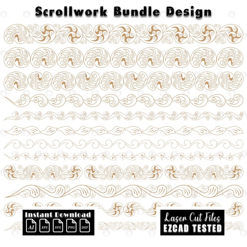 Custom Scroll Slide Bundle Scrollwork Laser Engraving File, Scroll ...