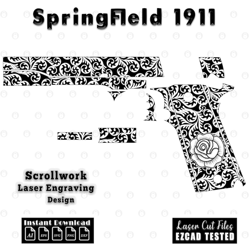 Springfield 1911 Scrollwork Laser Engraving Files | Custom Scroll ...