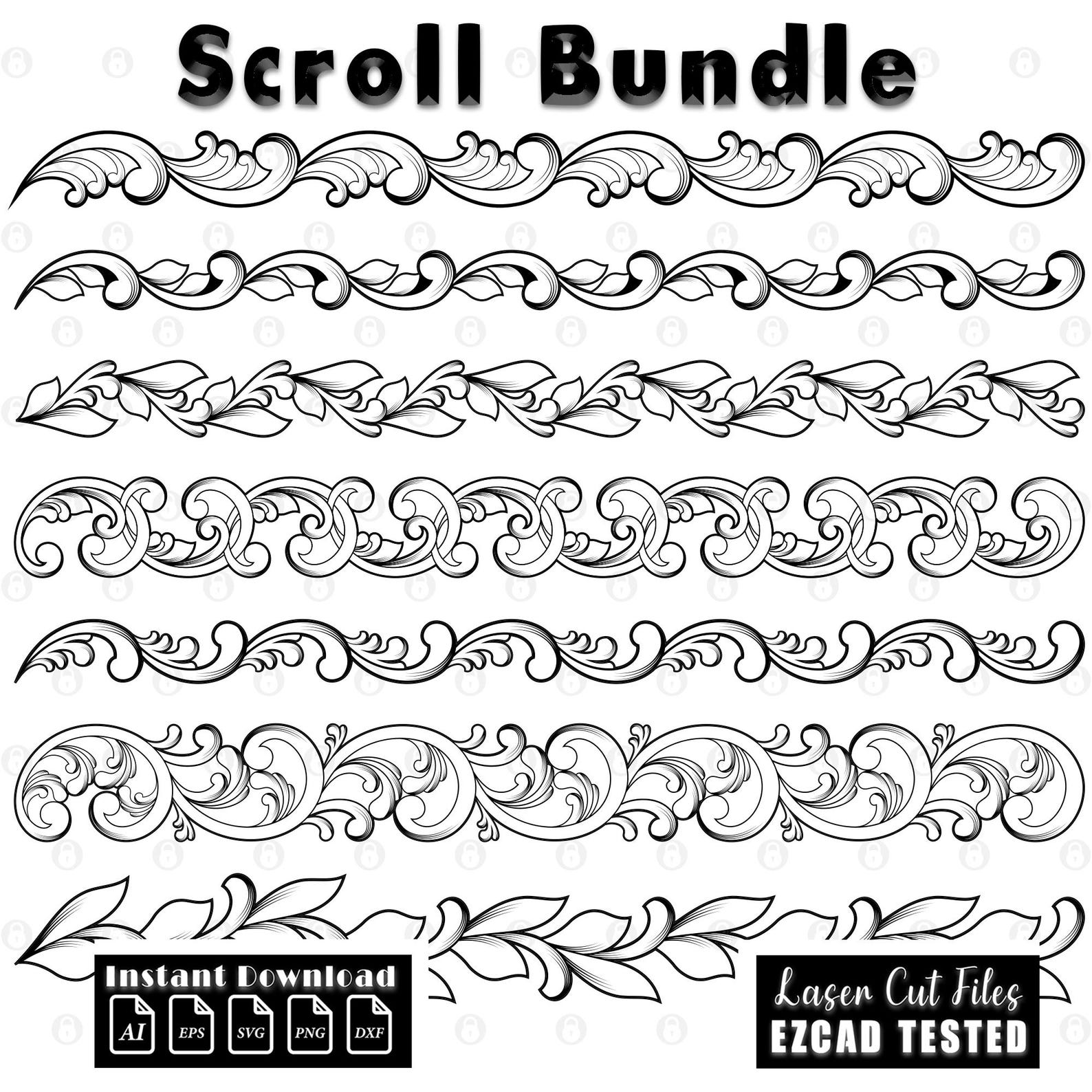 Custom Scroll Slide Bundle, Scrollwork Laser Engraving Files, Ezcad ...