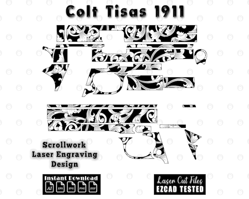 Tisas Colt 1911 Scrollwork Laser Engraving Design | Custom Scroll ...