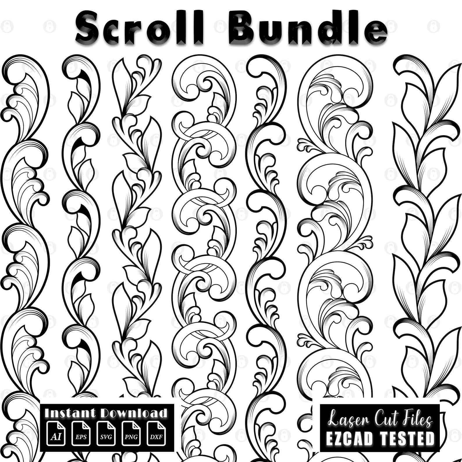 Custom Scroll Slide Bundle, Scrollwork Laser Engraving Files, Ezcad ...