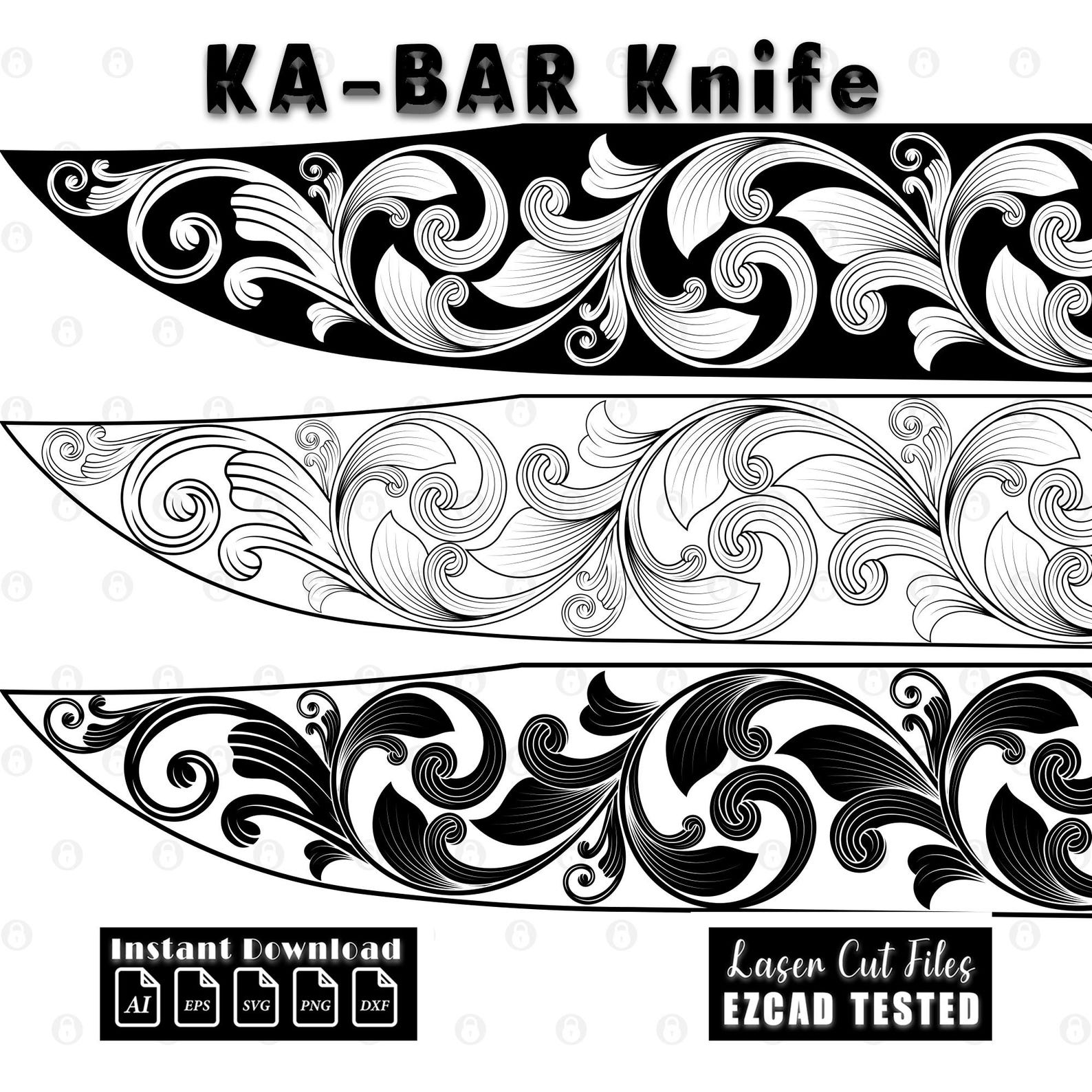 KA-BAR Knife Scrollwork Laser Engraving Files (digital Download) - Etsy