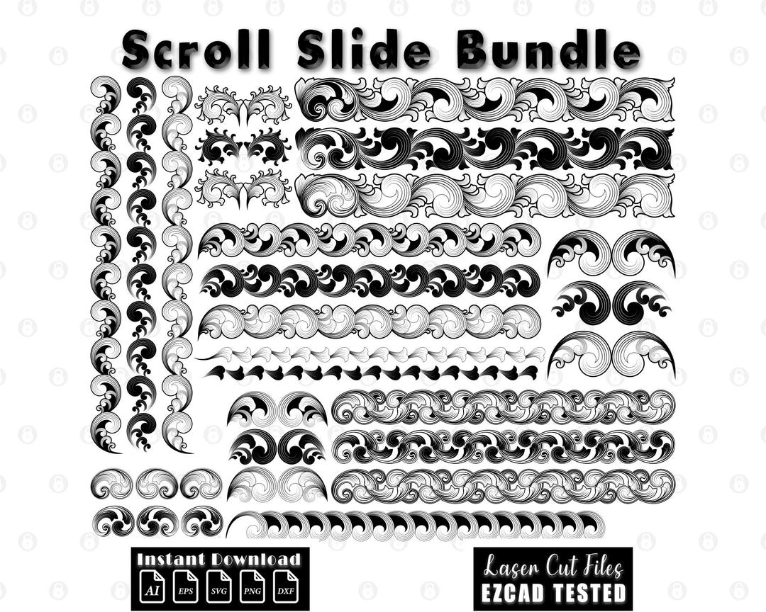 Laser Engraving Scroll Design Bundle, Vector Files (digital Download ...