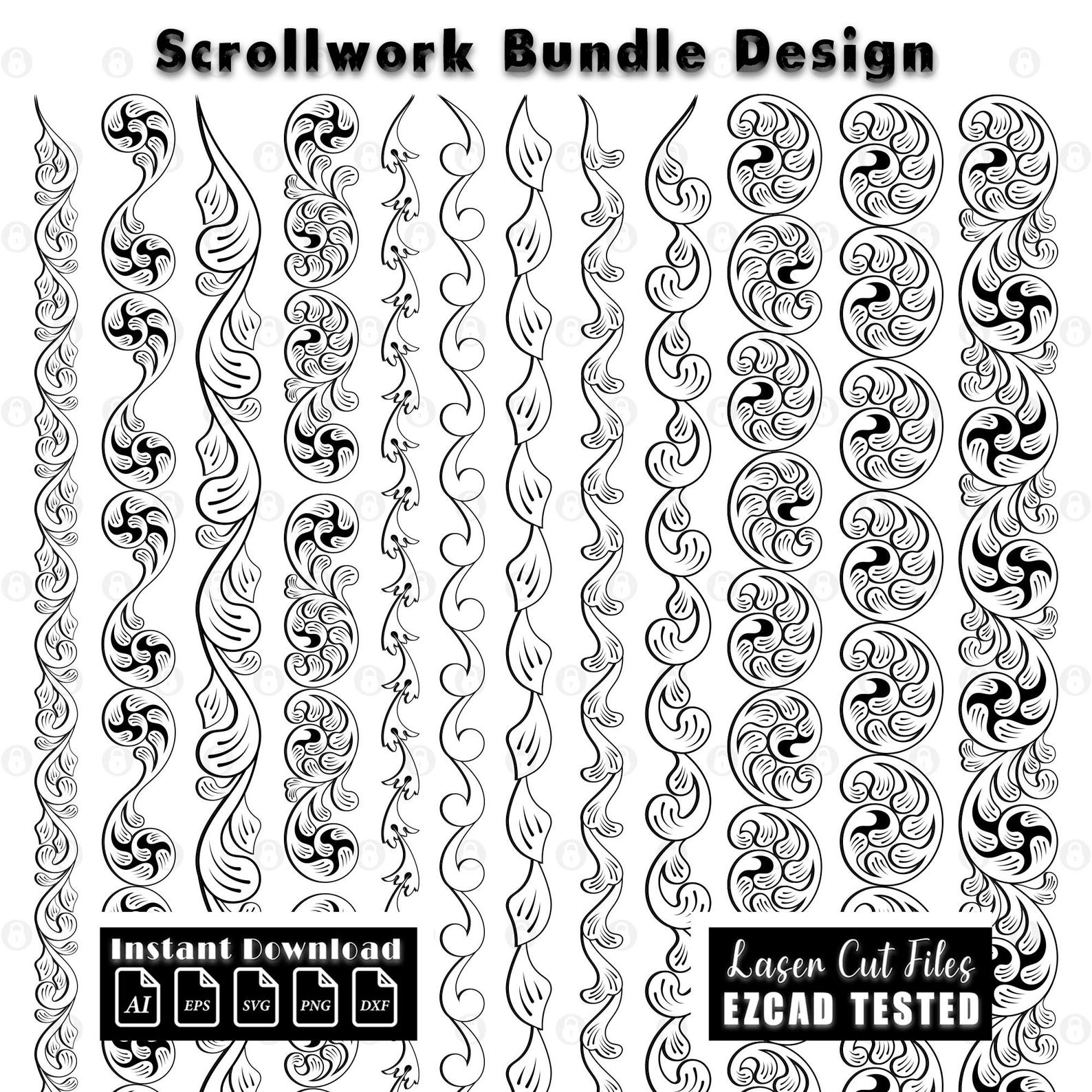 Custom Scroll Slide Bundle Scrollwork Laser Engraving File, Scroll ...