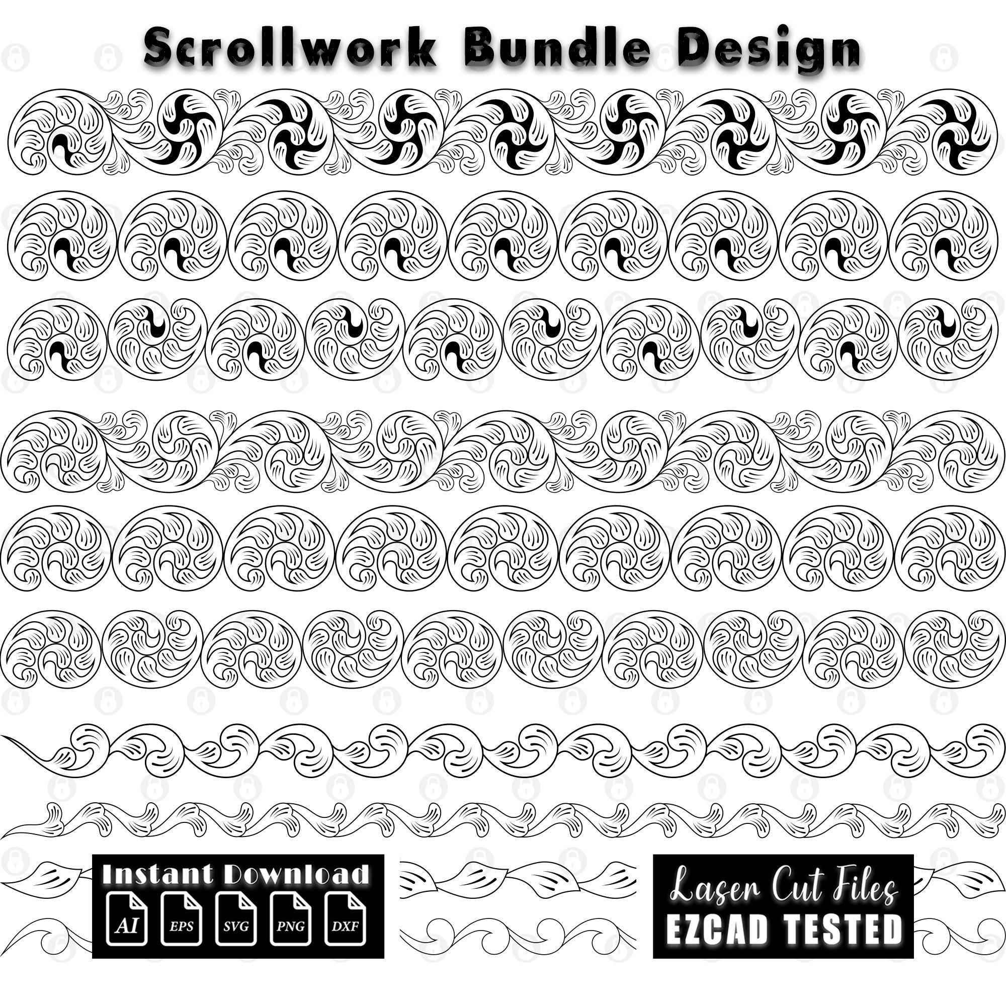 Custom Scroll Slide Bundle Scrollwork Laser Engraving File, Scroll ...