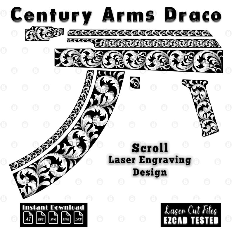Century Arms Draco Scrollwork Laser Engraving Design File | Laser Cut ...