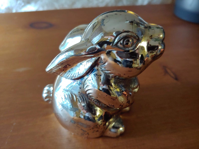 Silver Bunny Bank Easter Rabbit Thumper Mercury Glass Coin - Etsy