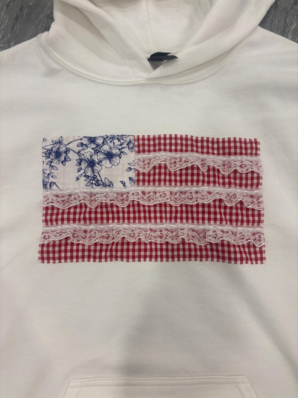American Flag Patchwork Hoodie - Etsy