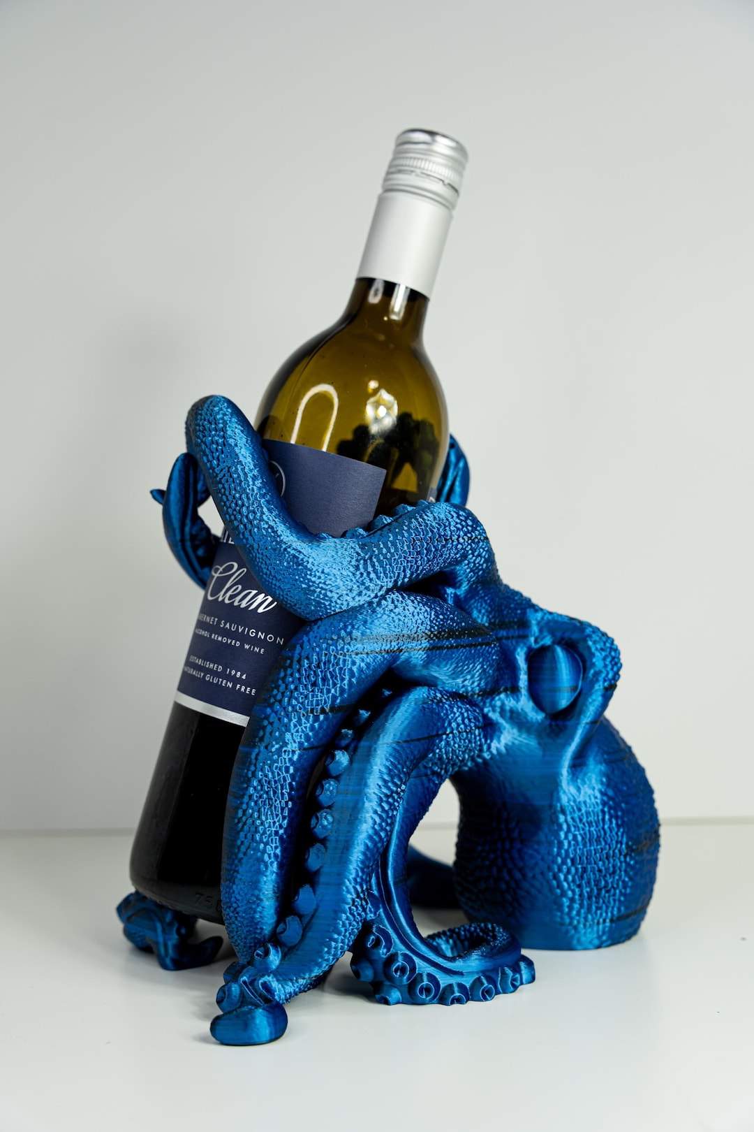 Octopus Wine Bottle Holder | 3D Printed Nautical Home Decor | Coastal ...