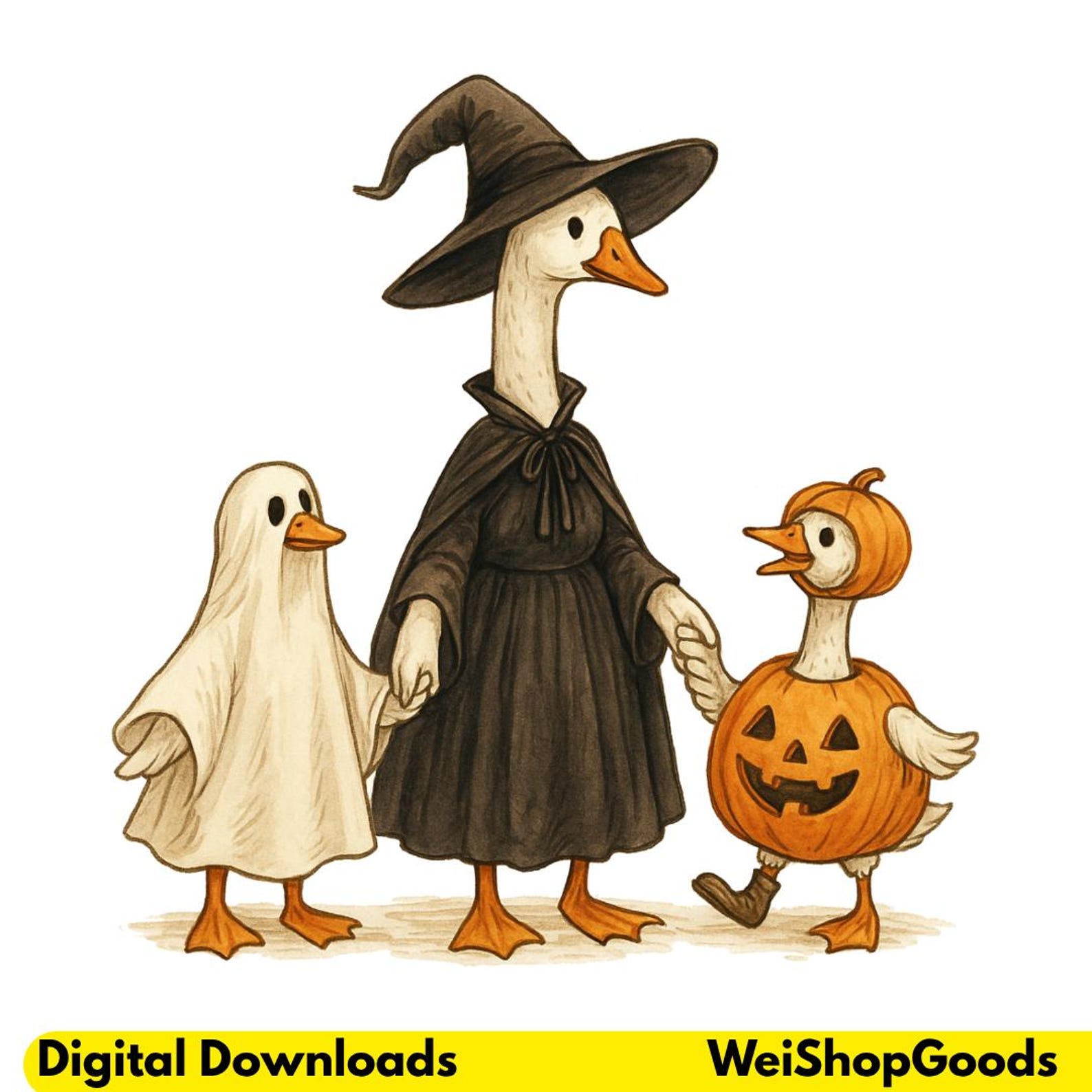 Boo Ghost Goose PNG, Funny Halloween Goose Clipart, Pumpkin Skeleton ...