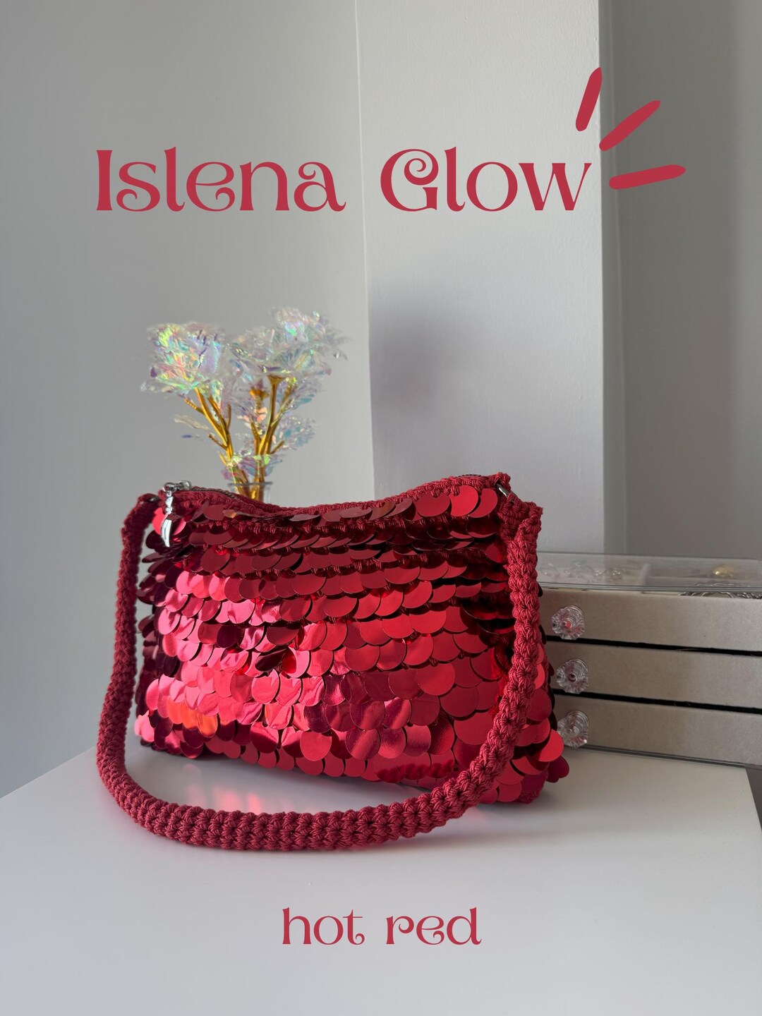 Red Sequin Bag Handmade Mermaid Shoulder Bag - Wedding Party Purse - Etsy