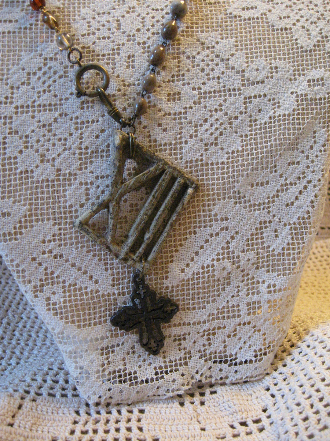 Number 13 Bead Necklace/ Real Seed Pods Rosary Chain/ Glass - Etsy