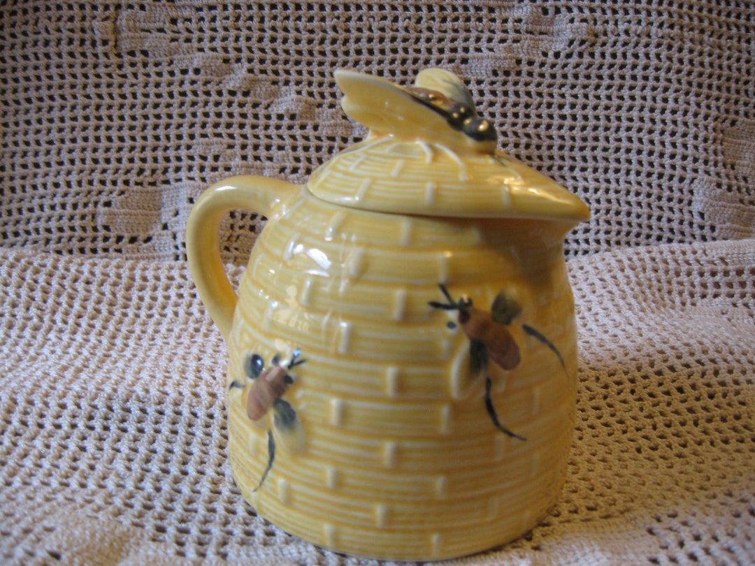 Vintage Bee Hive Syrup Pitcher/ Honey Pot/ Jam Jar/ Ceramic Bee Jar ...