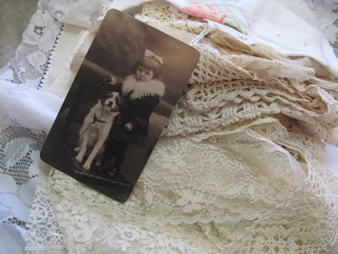Large Vintage Linen and Lace Bundle/junk Journal Kit/ Scrapbooking ...