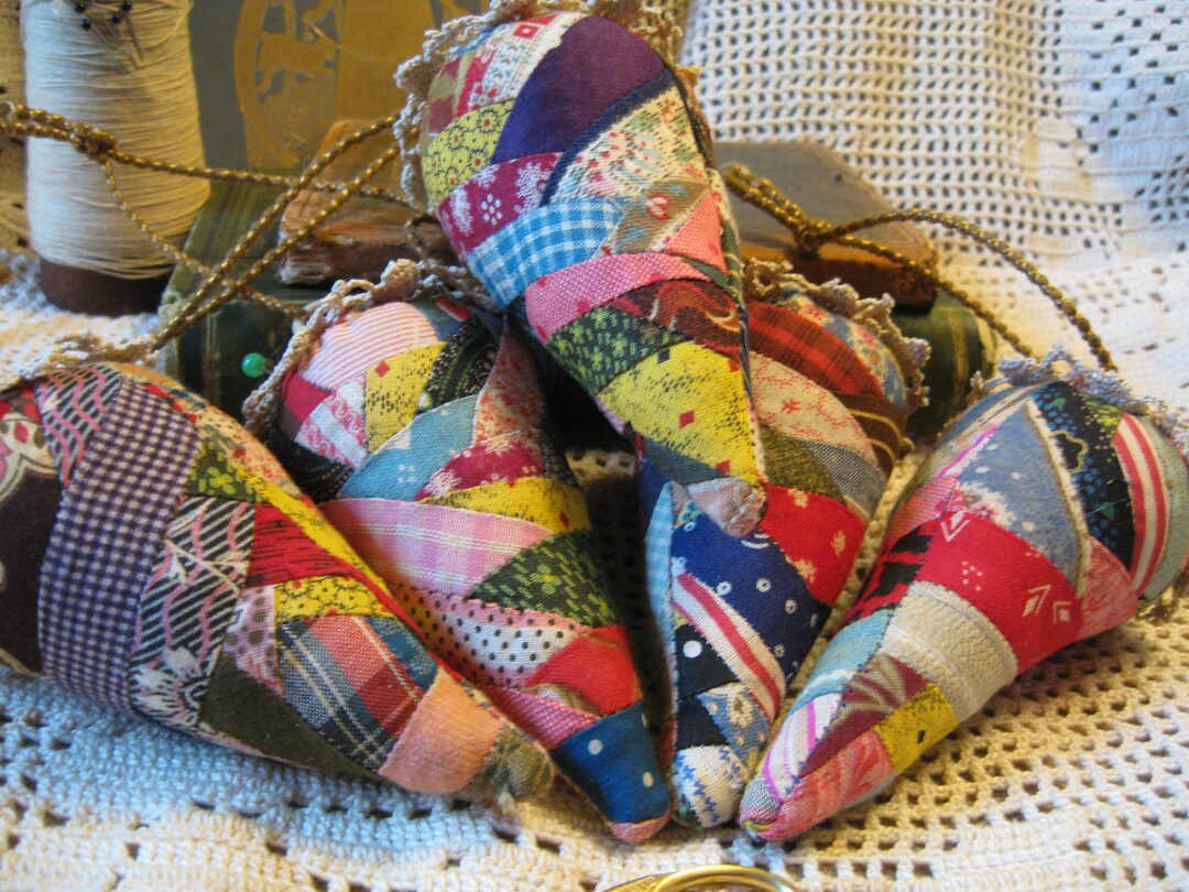 1 Crazy Quilt Strawberry Pincushion/vintage Crazy Quilt Piece ...